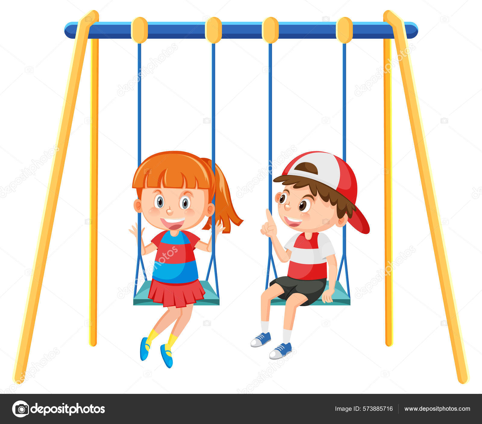 Kid Swing Set Playground White Background Illustration Stock Vector by ...