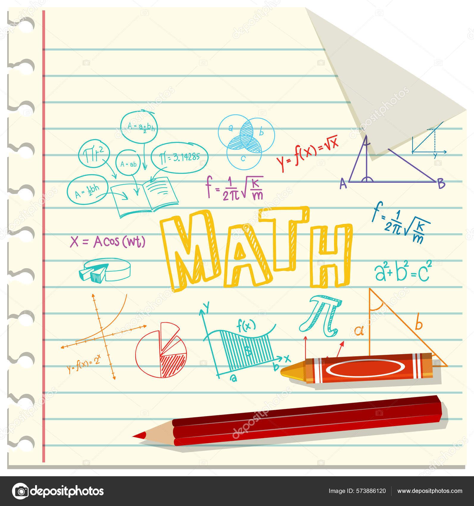 Doodle Math Formula Mathematics Font Notebook Page Illustration Stock ...