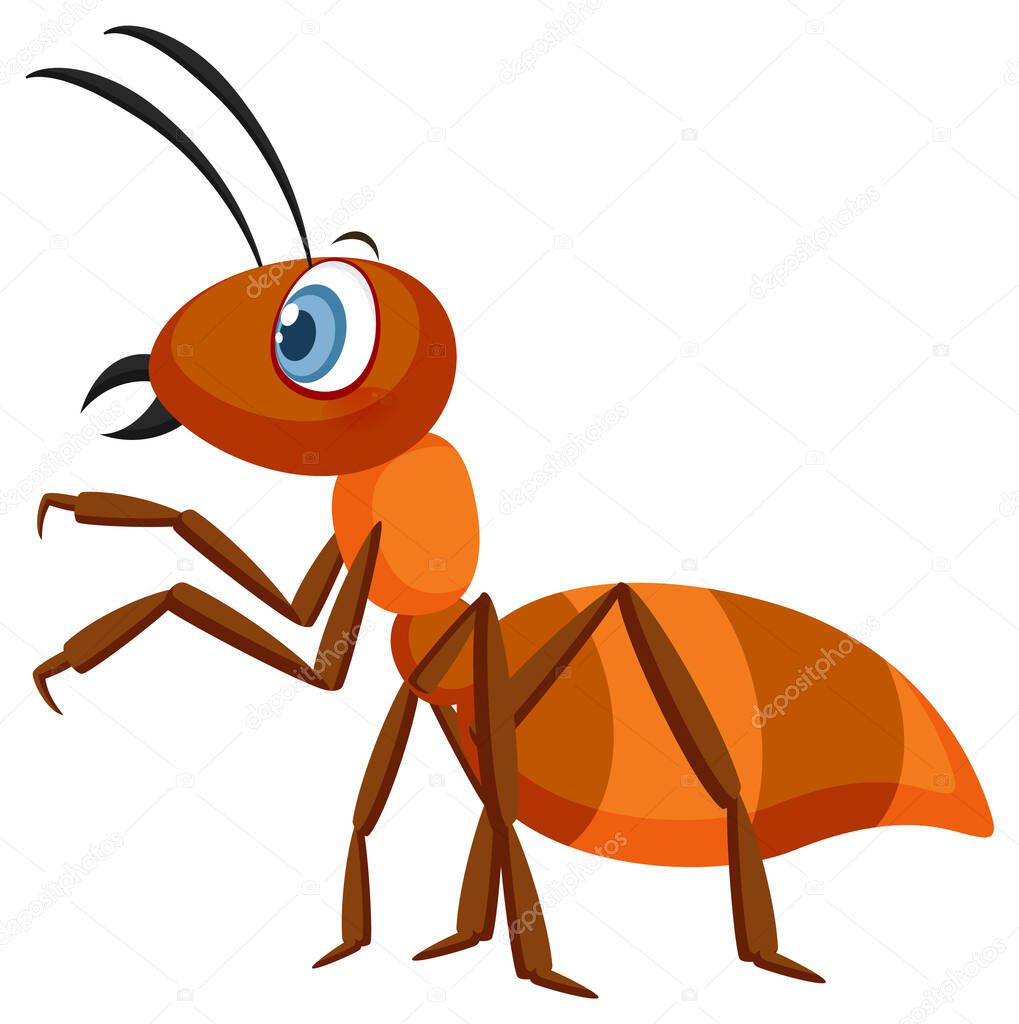 Hormiga de dibujos animados aislada sobre fondo blanco ilustración 2023
