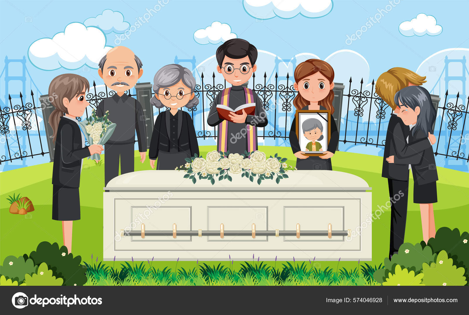 Sad People Funeral Ceremony Illustration Stock Vector Image by ©brgfx ...