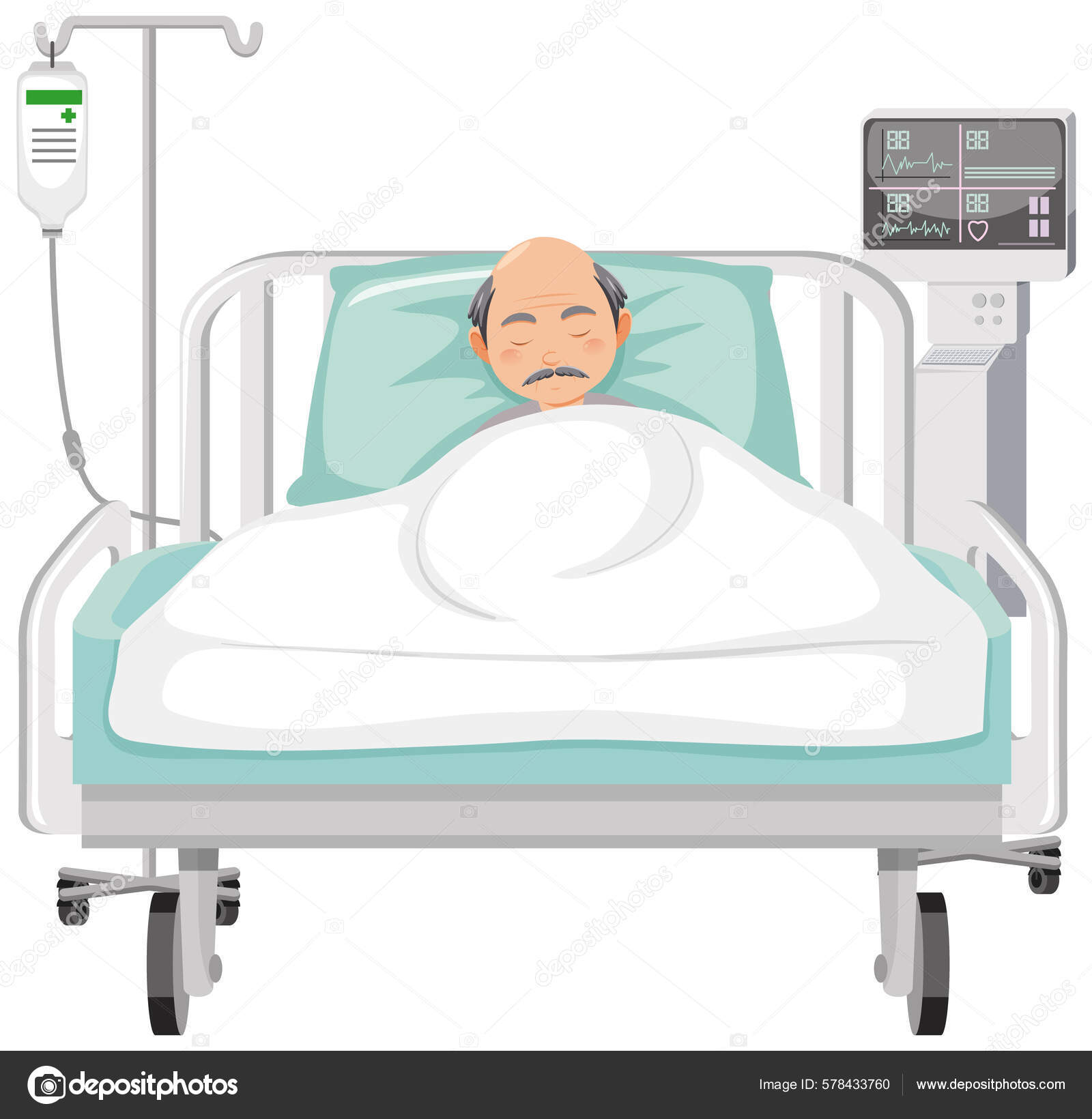 Old Man Sleeping Hospital Bed Illustration Stock Vector Image by ©brgfx ...
