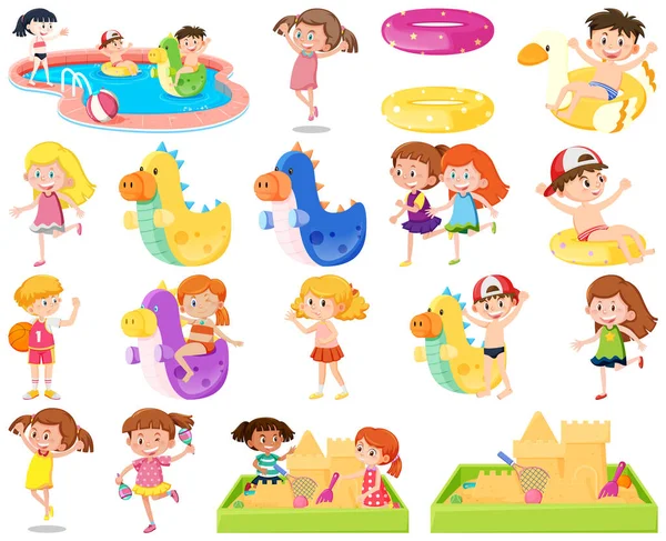 Set Children Doing Different Activities Illustration Stock Vector by ©brgfx 578436268