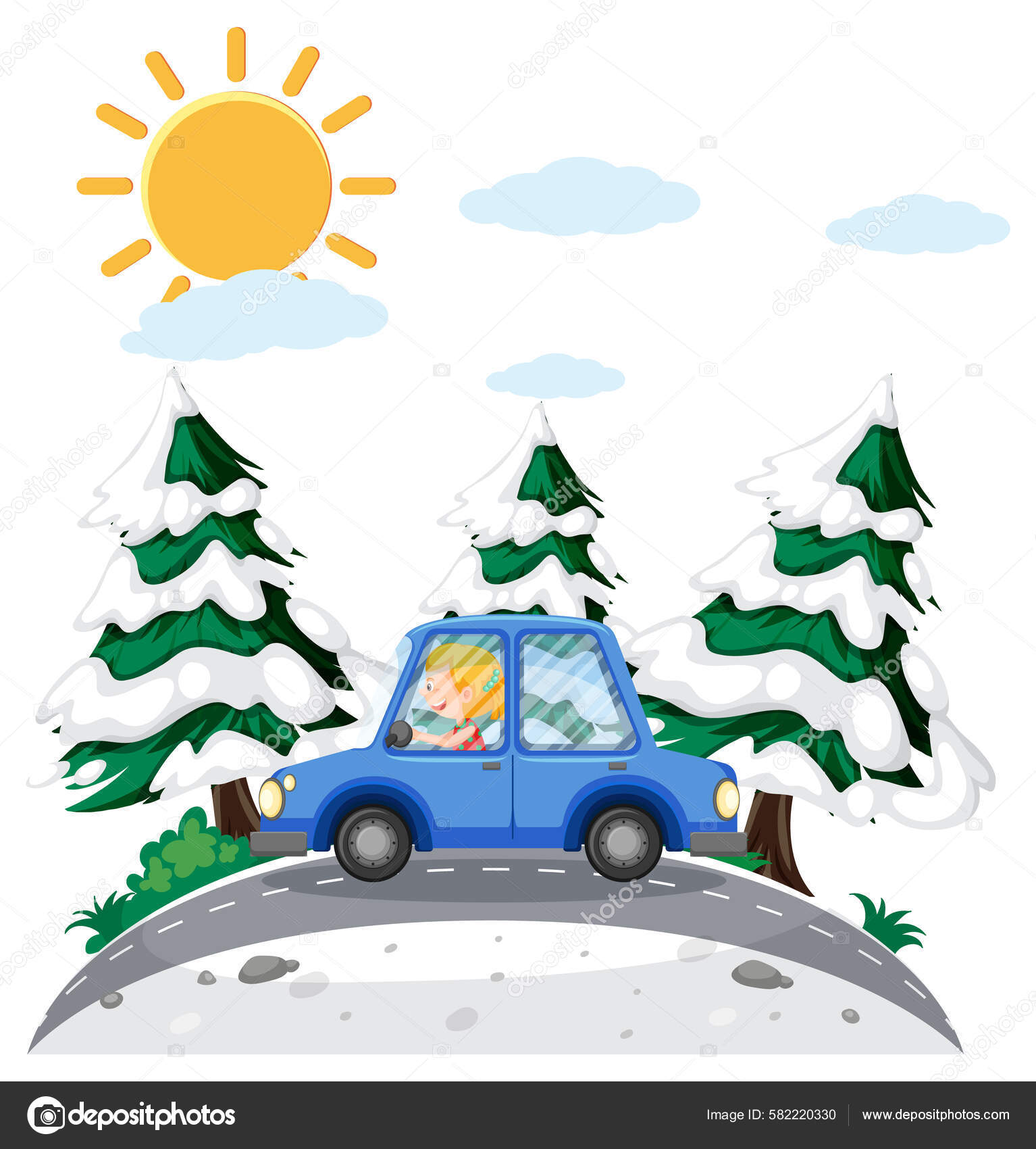 Dibujos Animados Simples Del Hombre Que Conduce Coche Ilustración ...