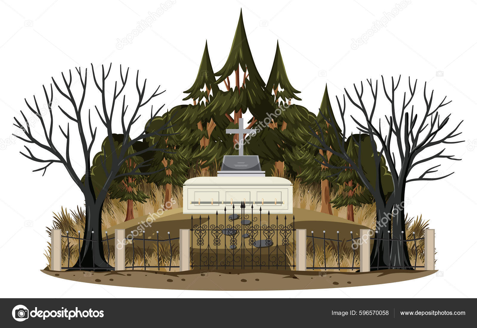 Cemetery Graveyard Scene Isolated Illustration Stock Vector by ©brgfx ...