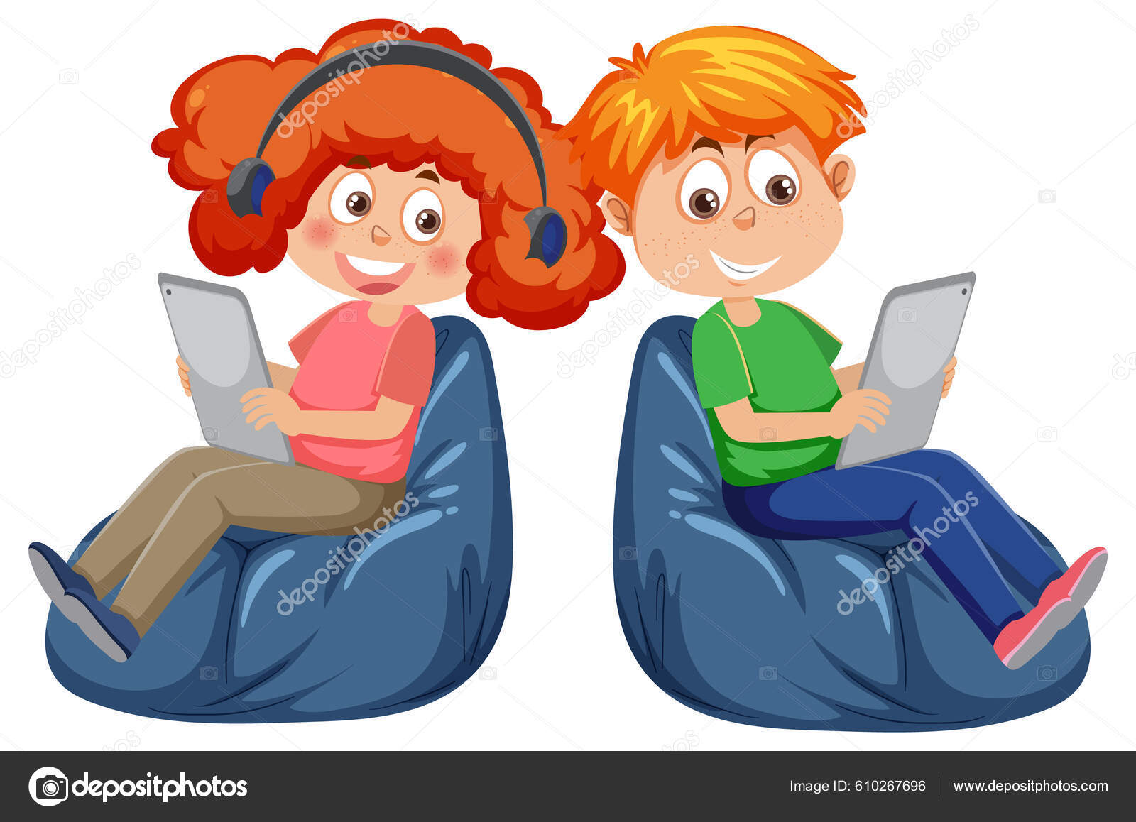 Social Media Kids Using Tablet Illustration Stock Vector by ©brgfx 610267696