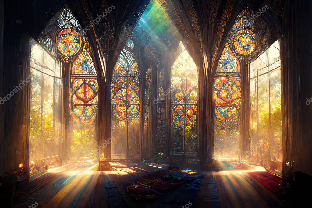 Majestic Palace Hall Interior. Fantasy Backdrop. Concept Art. Realistic ...