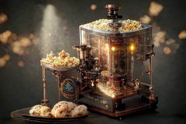 Steampunk Popcorn Machine Theatre. Fantasy Backdrop. Concept Art ...