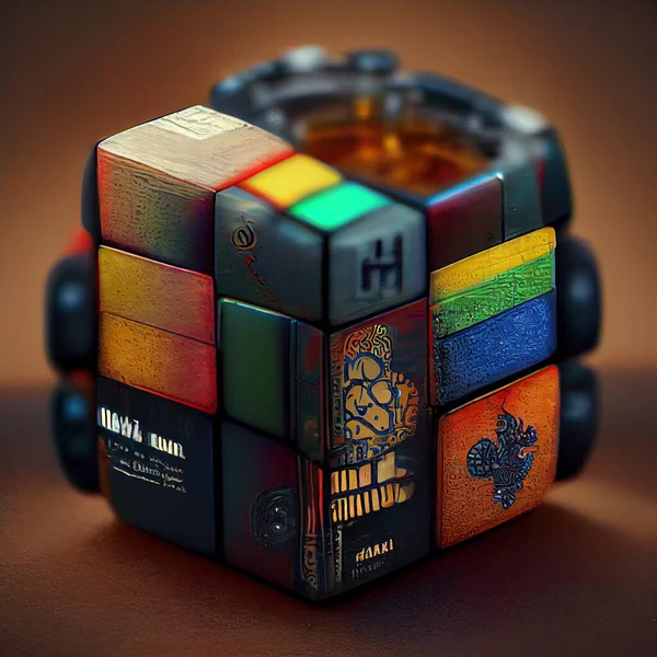 Futuristic ashtrays. Cyberpunk Steampunk Rubik's Cube. Magic Machinery ...
