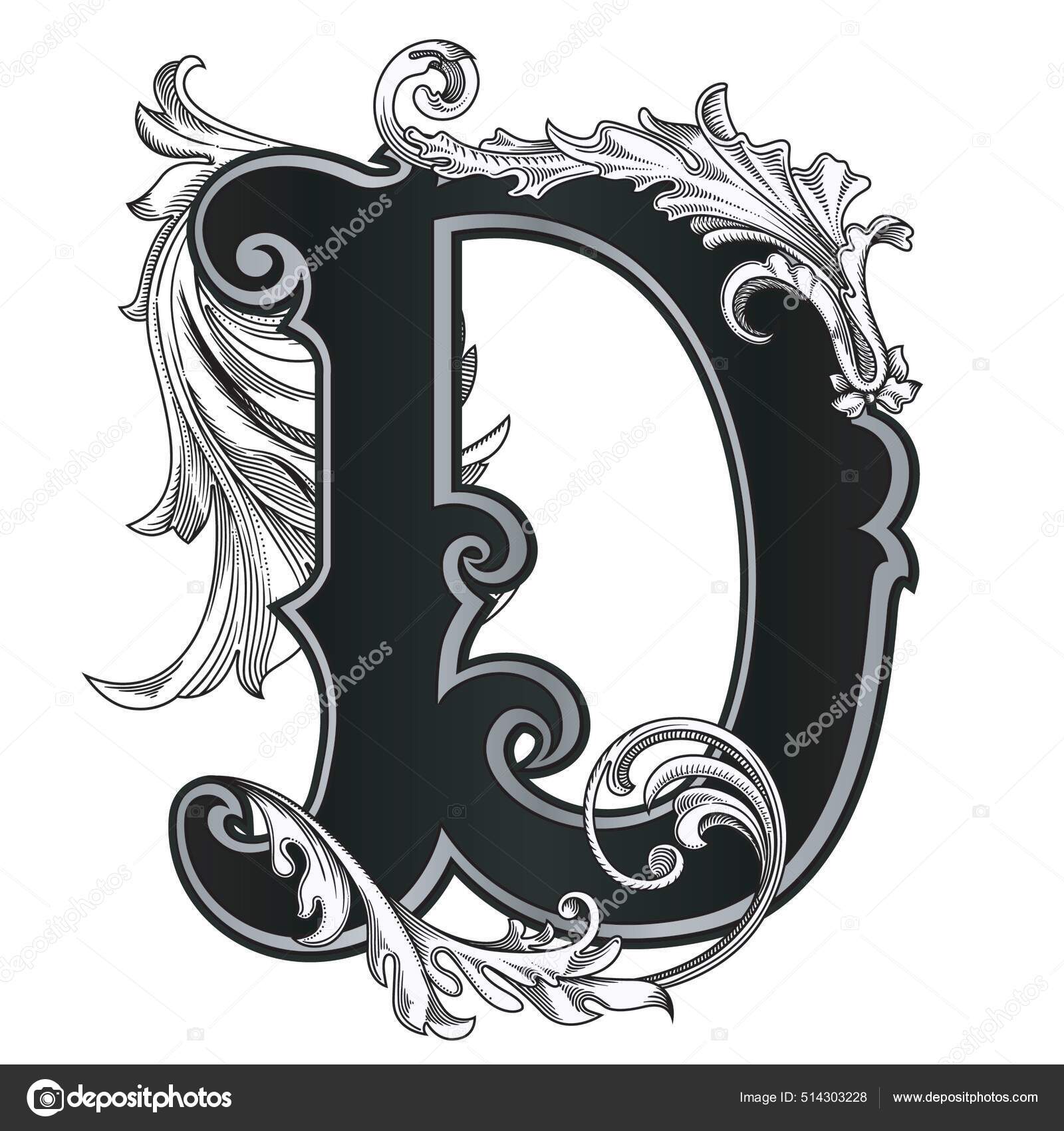 Vector Illustration Uppercase Letter Decorations Isolated White ...