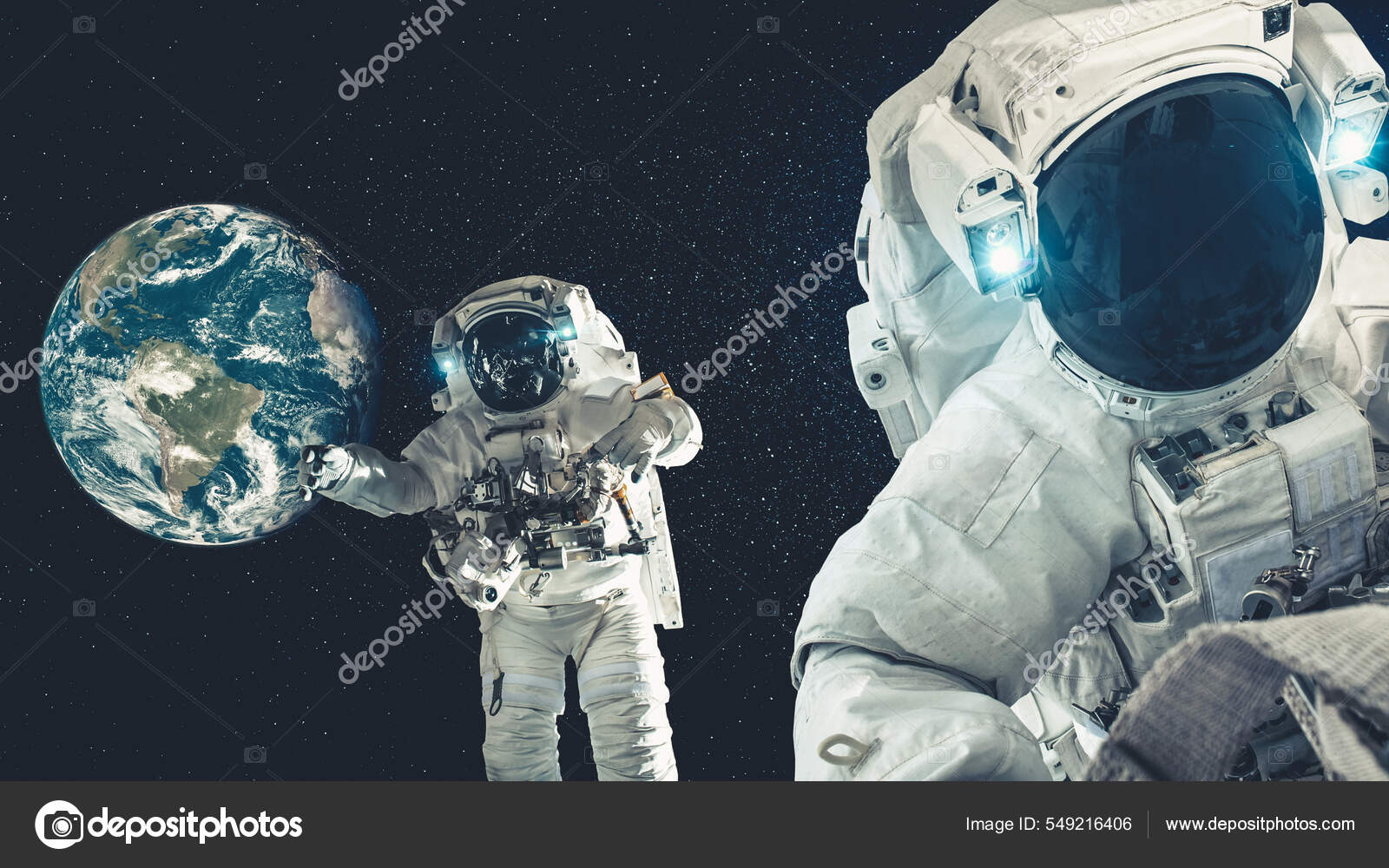 Astronaut spaceman do spacewalk while working for spaceflight mission ...