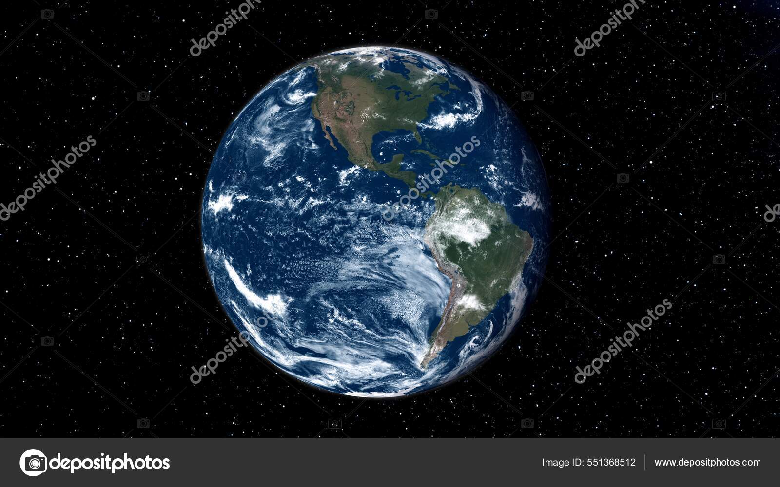 Planet earth globe view from spaceflight with realistic earth surface ...