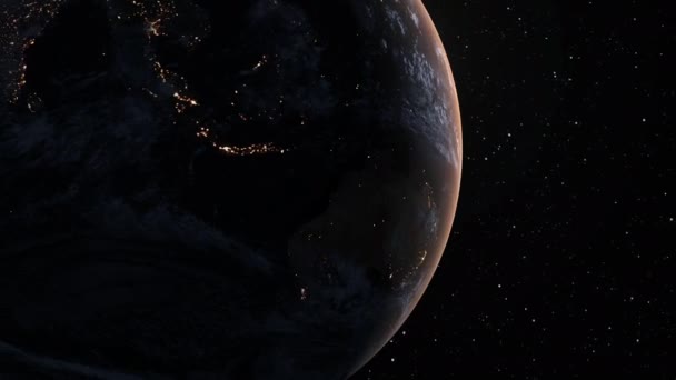 Planet earth 3D orbital animation with realistic geography surface and ...