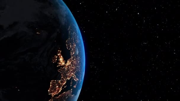 Planet earth 3D orbital animation with realistic geography surface and ...