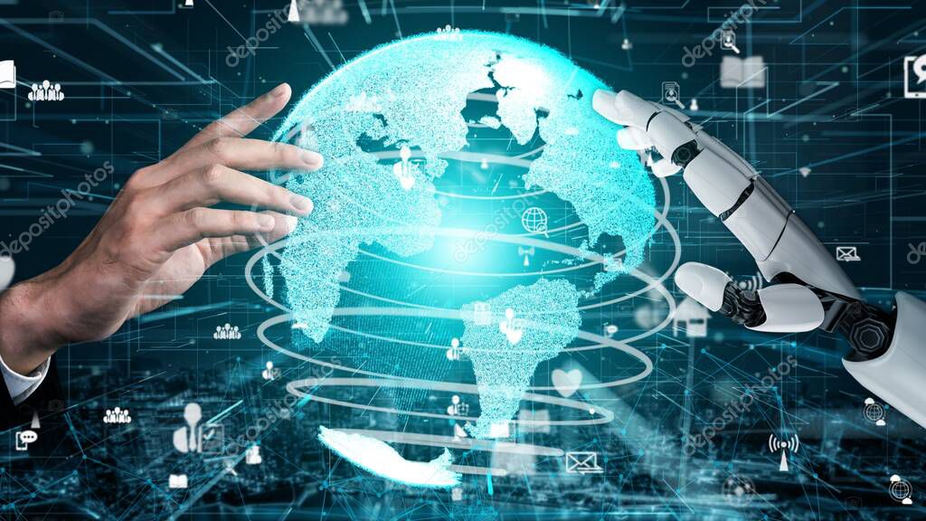 Robot futurista inteligencia artificial revolucionario desarrollo de la tecnología de IA y el ...