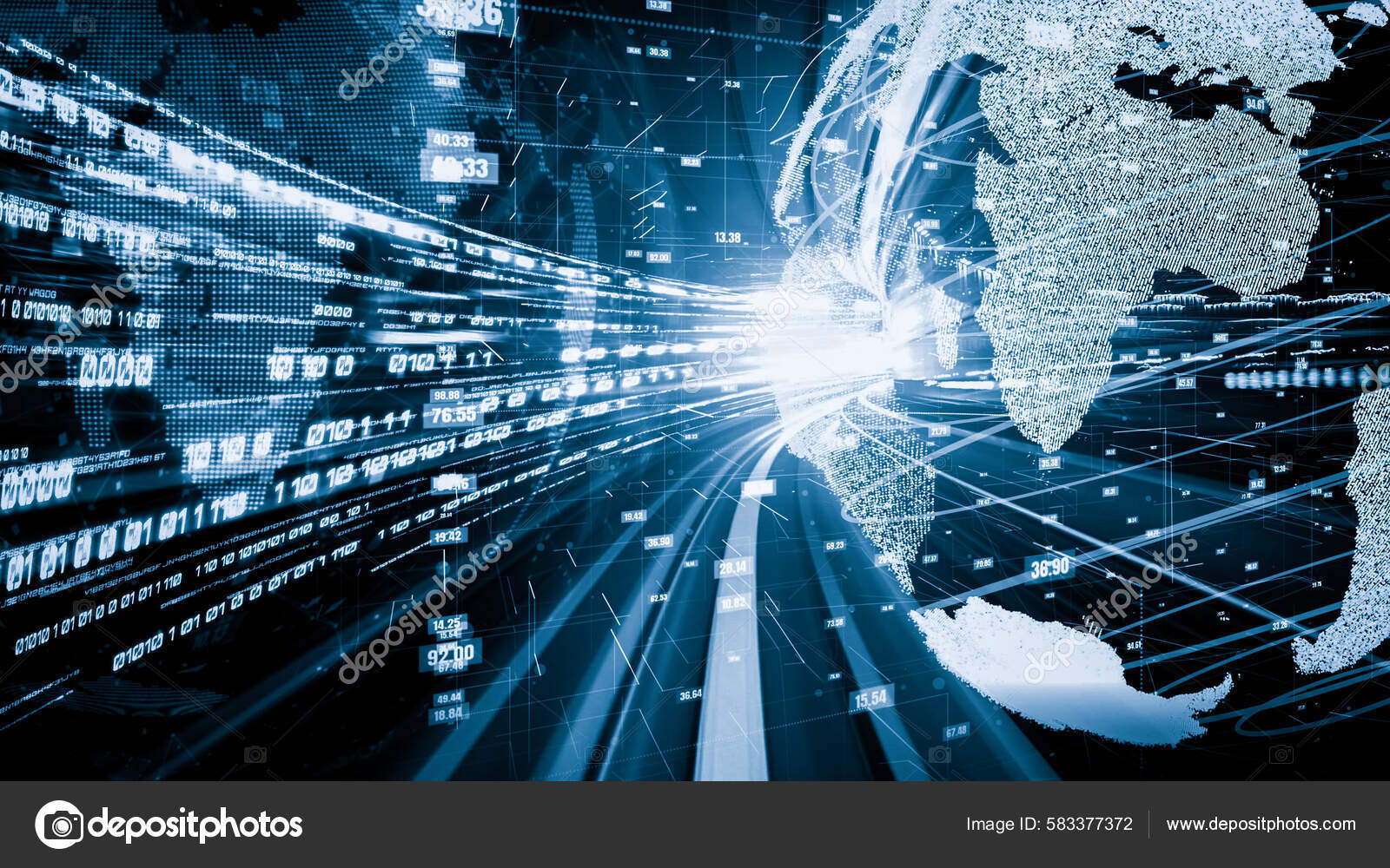 Futuristic Global Network Tacit Digital Data Transfer Graphic Concept ...