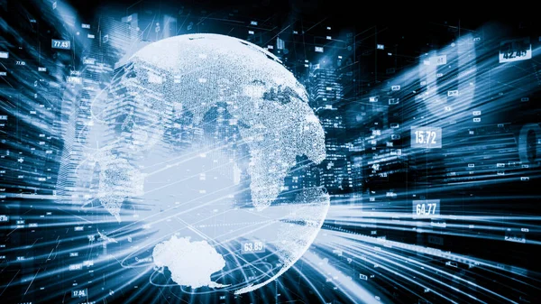 Futuristic global network and tacit digital data transfer 3D graphic ...