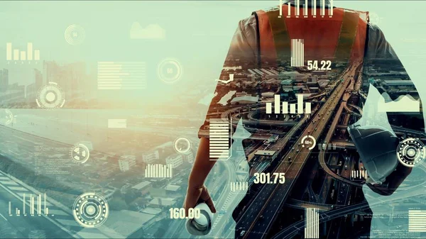 Future building construction and inventive engineering project concept ...