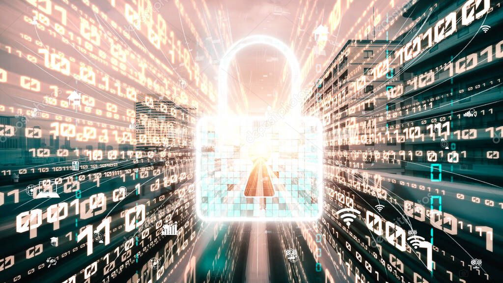 Ciberseguridad y protección de datos en línea con software de cifrado seguro tácito. Concepto de ...