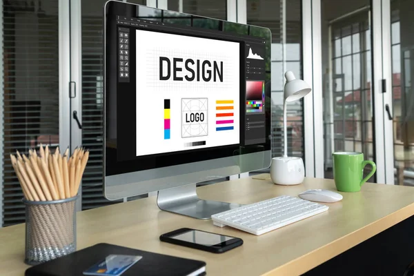 Graphic designer software for modern design of web page and commercial ...