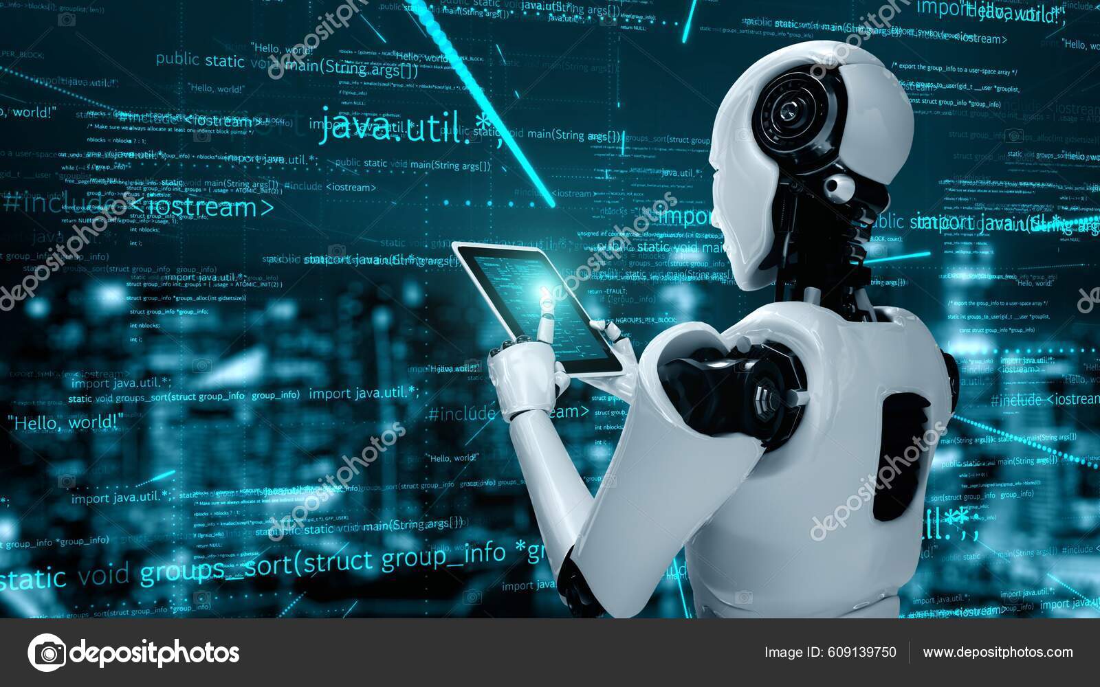 Futuristic Robot Artificial Intelligence Huminoid Programming Coding Technology Development ...