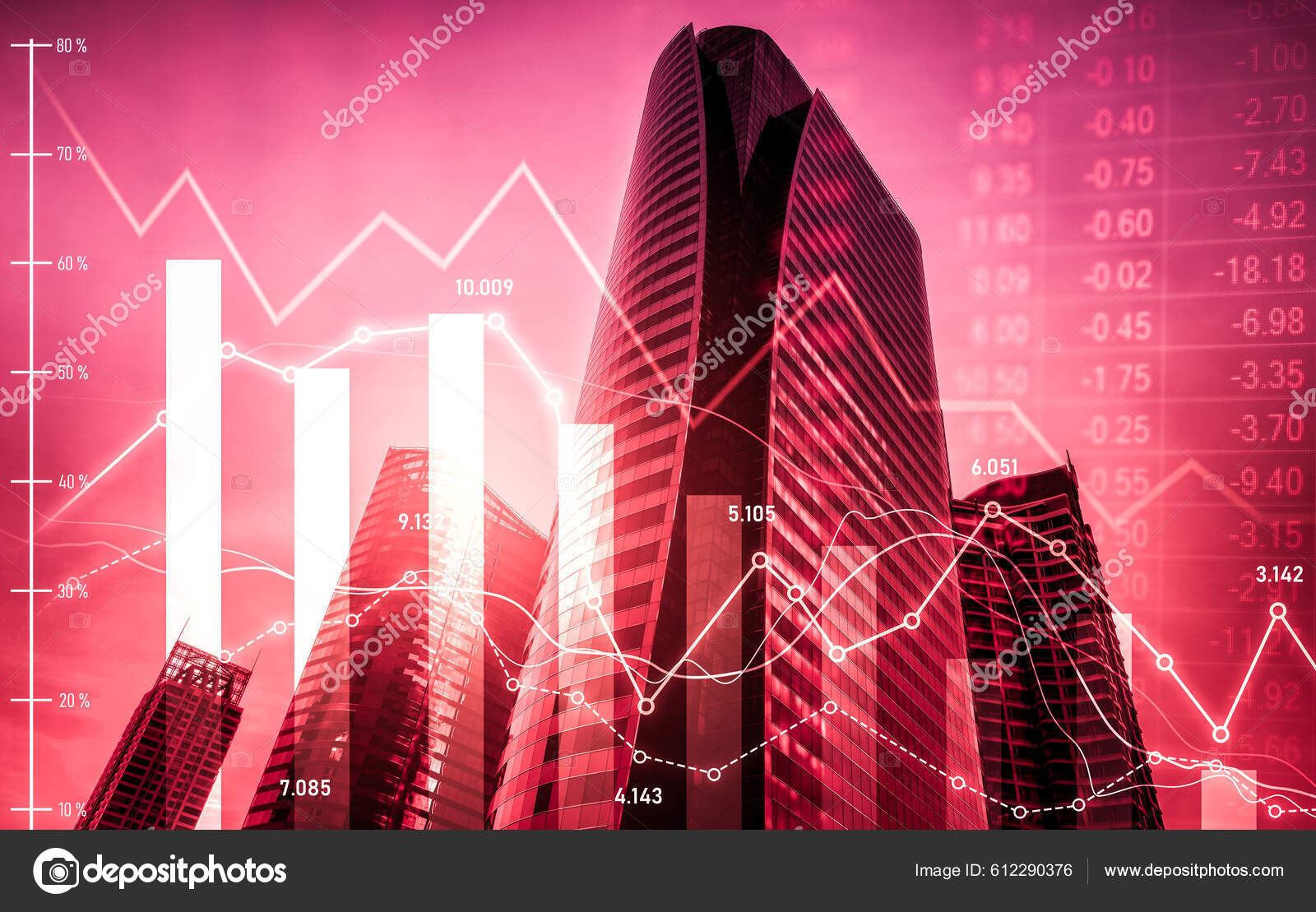 Stock Market Crash Declined Economic Graph Falling Digital Indicators ...