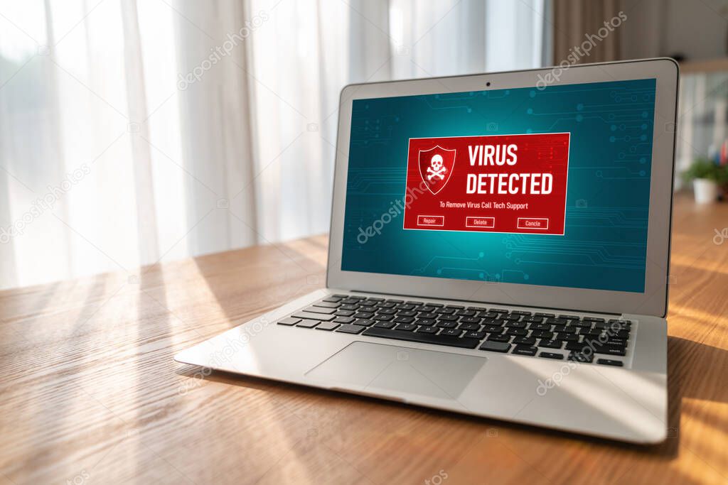 Alerta de advertencia de virus en la pantalla del ordenador detectado ...